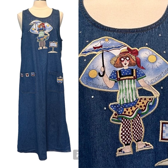 Quacker Factory | Dresses | Nwot Vintage Quacker Factory Denim Maxi ...